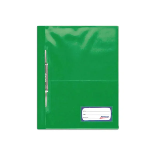 FOLDER A4 DOBLE TAPA CON GUSANO COLOR VERDE HOJA - ARTESCO - NAVARRETE