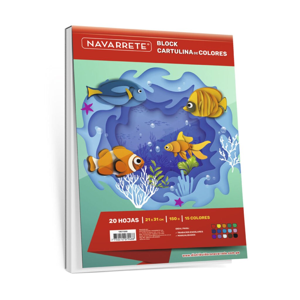 BLOCK DE CARTULINA DE COLORES 20 HOJAS - NAVARRETE